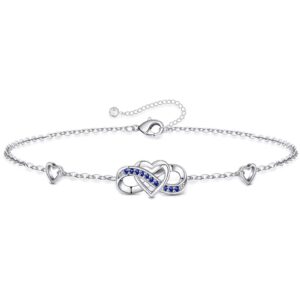 memorjew birthstone bracelet for women - 925 sterling silver bracelet gifts for women, september sapphire birthstone bracelet charms gifts anniversary mothers day birthday gifts for women