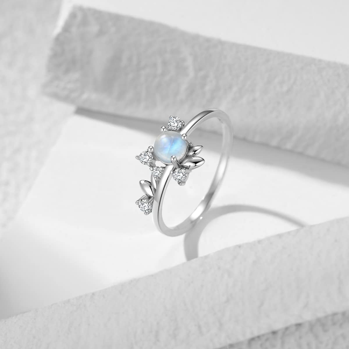 Angol Moonstone Ring Sterling Silver Moonstone Ring for Women Leaf Branch Vine Rings Simple Moonstone Jewelry Gift for Woman Teen Girls (7)