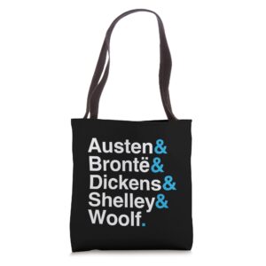 british author names tote bag