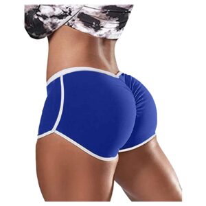 yoga shorts for women butt lifting, women's high waist biker shorts with pockets athletic gym running yoga shorts blue