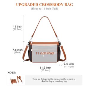 Over Earth Genuine Leather Shoulder Bag Small Crossbody Handbags for Women Ladies Purse(O131E Black/Brown)