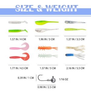 130pcs Crappie Lures kit, Crappie Bait Set with Jig Heads Hooks Soft Plastic Fishing Lures for Crappie Swim baits for Fishing Crappie Bass Walleye Trout Minnows Lures