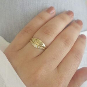 Layering Rings for Women Pretty Hand Engraved Flower Ring for Women Bride Ring Size 5-11 (Gold, 7)