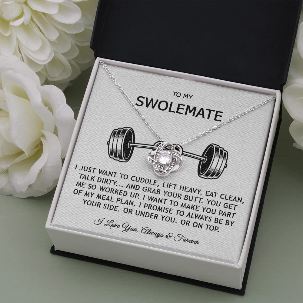 GLAVICY To My Swolemate Love Knot Necklace S925 Stainless Silver, I Love You Always & Forever Jewelry For Best Friend Message Card Meaning and Box, Greeting Cards Gift Swolemate #1