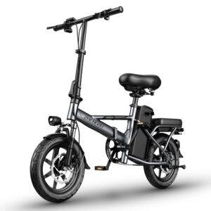 auloor folding electric bike with 500w motor, 48v 18ah removable battery 14 inch small ebike for adults teens, 21mph electric commuter city bicycles