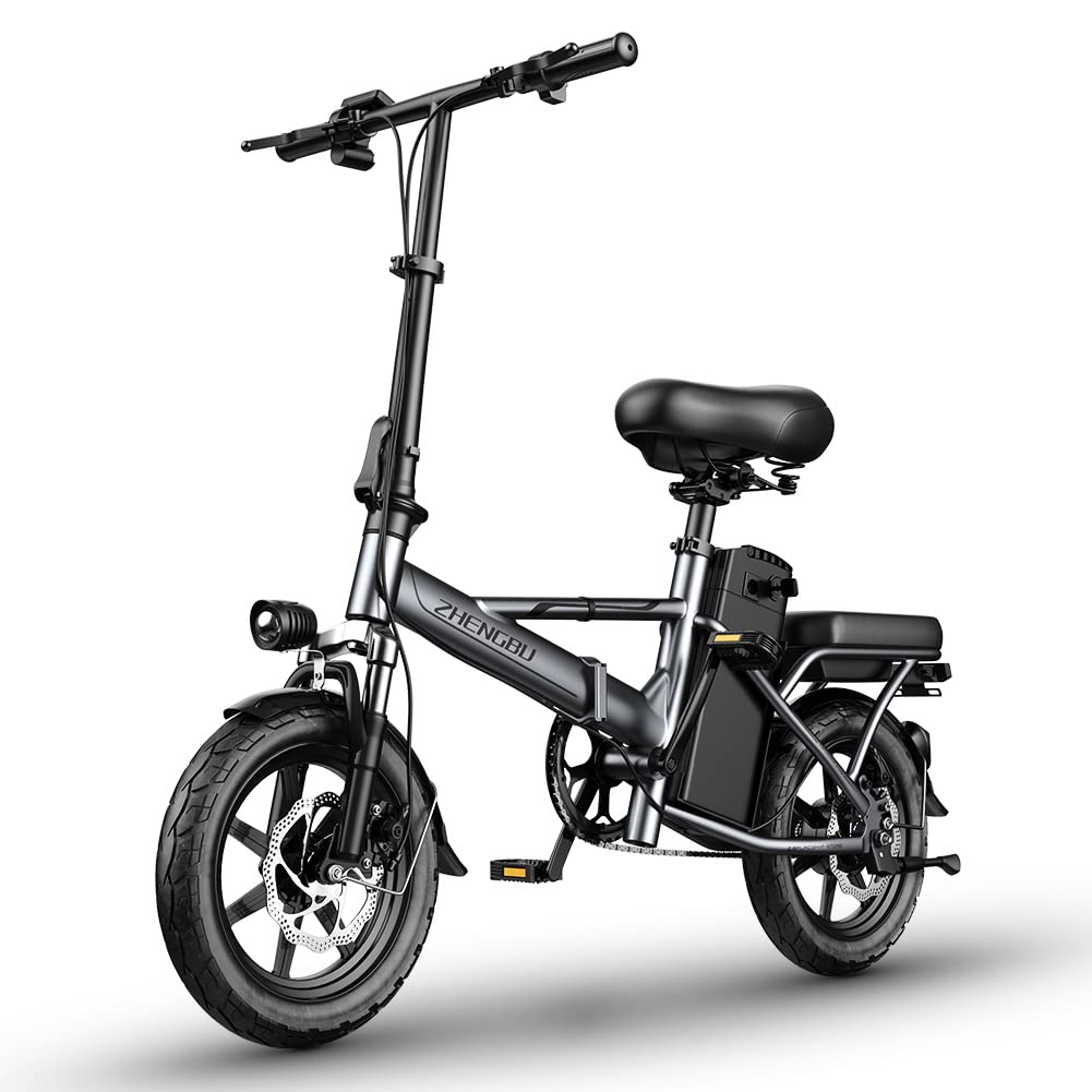 Auloor Folding Electric Bike with 500W Motor, 48V 18AH Removable Battery 14 inch Small Ebike for Adults Teens, 21MPH Electric Commuter City Bicycles