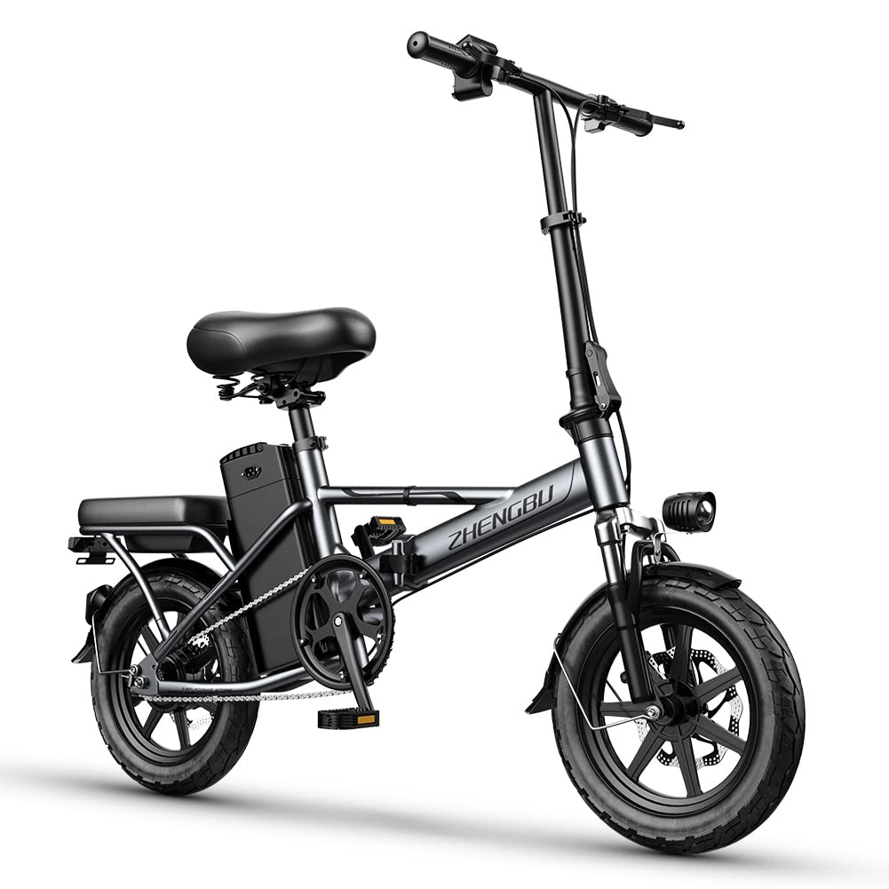 Auloor Folding Electric Bike with 500W Motor, 48V 18AH Removable Battery 14 inch Small Ebike for Adults Teens, 21MPH Electric Commuter City Bicycles