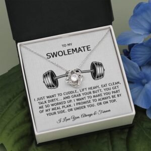 GLAVICY To My Swolemate Love Knot Necklace S925 Stainless Silver, I Love You Always & Forever Jewelry For Best Friend Message Card Meaning and Box, Greeting Cards Gift Swolemate #1