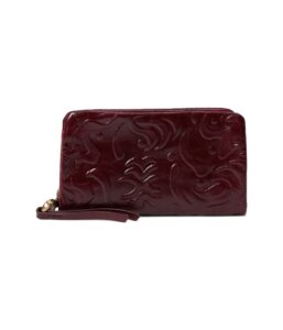 hobo eliza small zip around wallet for women - leather construction with interior key clip, functional and charming wallet merlot one size one size