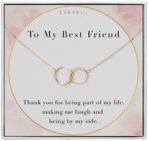 suavell best friend necklaces. interlocking circles, 18k gold plated chain necklace. open circle necklace for women. friend gifts for women, birthday gifts for women, soul sisters, gift ideas