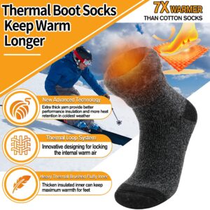 Welwoos Heated Thermal Socks for Men & Women Warm Winter Ski Thick Boot Insulated Gift Stocking Stuffers Socks 3 Pairs (Black Stripe,L)