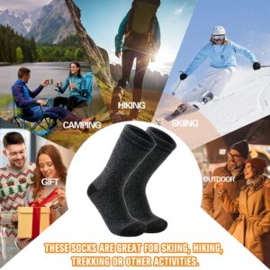 Welwoos Heated Thermal Socks for Men & Women Warm Winter Ski Thick Boot Insulated Gift Stocking Stuffers Socks 3 Pairs (Black Stripe,L)