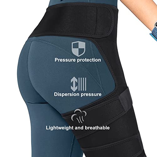 Groin Hip Brace for Women Men, Hip Thigh Support Brace Compression Brace for Hamstring, Thigh, Sciatica, Arthritis, Bursitis, Injuries, Nerve Pain Relief