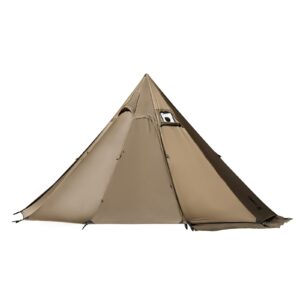 onetigris northgaze 2~4 person lightweight hot tent with stove jack,5.3lb, 4 season waterproof lightweight wind-resistant for camping backpacking hiking hunting fishing (coyote brown)