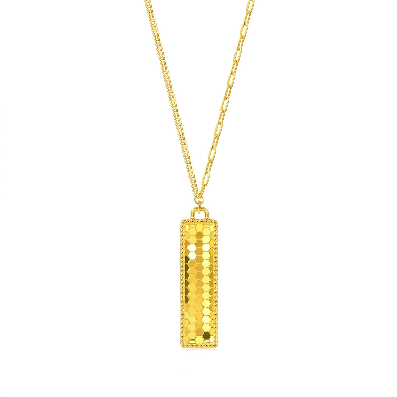 CHOW SANG SANG Dazzling Mirror Gold 999.9 24K Solid Gold Price-by-Weight Gold Simple Rectangle Necklace for Women 93401N (Approx. 0.22tael (~8.23g), 18.5", (47 CM))