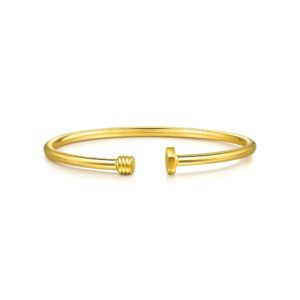 chow sang sang dazzling mirror gold 999.9 24k solid gold price-by-weight gold simple screw polished-finished stacklable cuff bangle for women 93371k