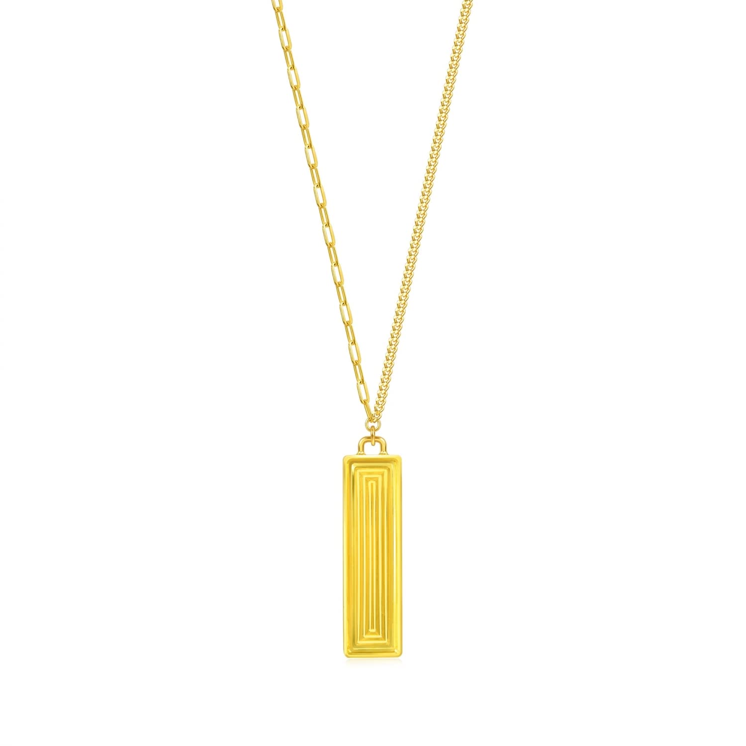 CHOW SANG SANG Dazzling Mirror Gold 999.9 24K Solid Gold Price-by-Weight Gold Simple Rectangle Necklace for Women 93401N (Approx. 0.22tael (~8.23g), 18.5", (47 CM))