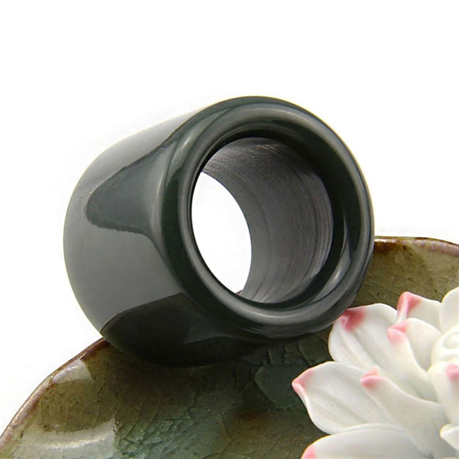 LSCZSLYH Natural Hetian Qingyu Diameter 22-23mm Thumb Ring Jade Ring Jewelry Fine Jewelry Engraving Lucky Men and Women Rings Jewelry (Gem Color : 22-23mm Diameter)