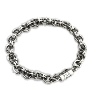 myshiwu 925 sterling silver bracelet for men women vintage thai silver link cable bracelet (6mm, 19cm)