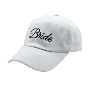 syiomlis embroidered bride dad hat, cotton distressed vintage baseball cap,party favors,bridal shower gift,honeymoon gifts (white)