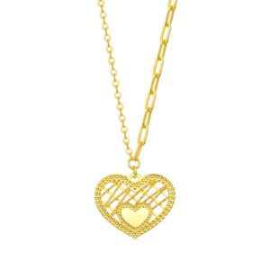 chow sang sang dazzling mirror gold 999.9 24k solid gold price-by-weight gold double heart necklace for women 93441n (approx. 0.13tael (~4.86g), 18.5", (47 cm))