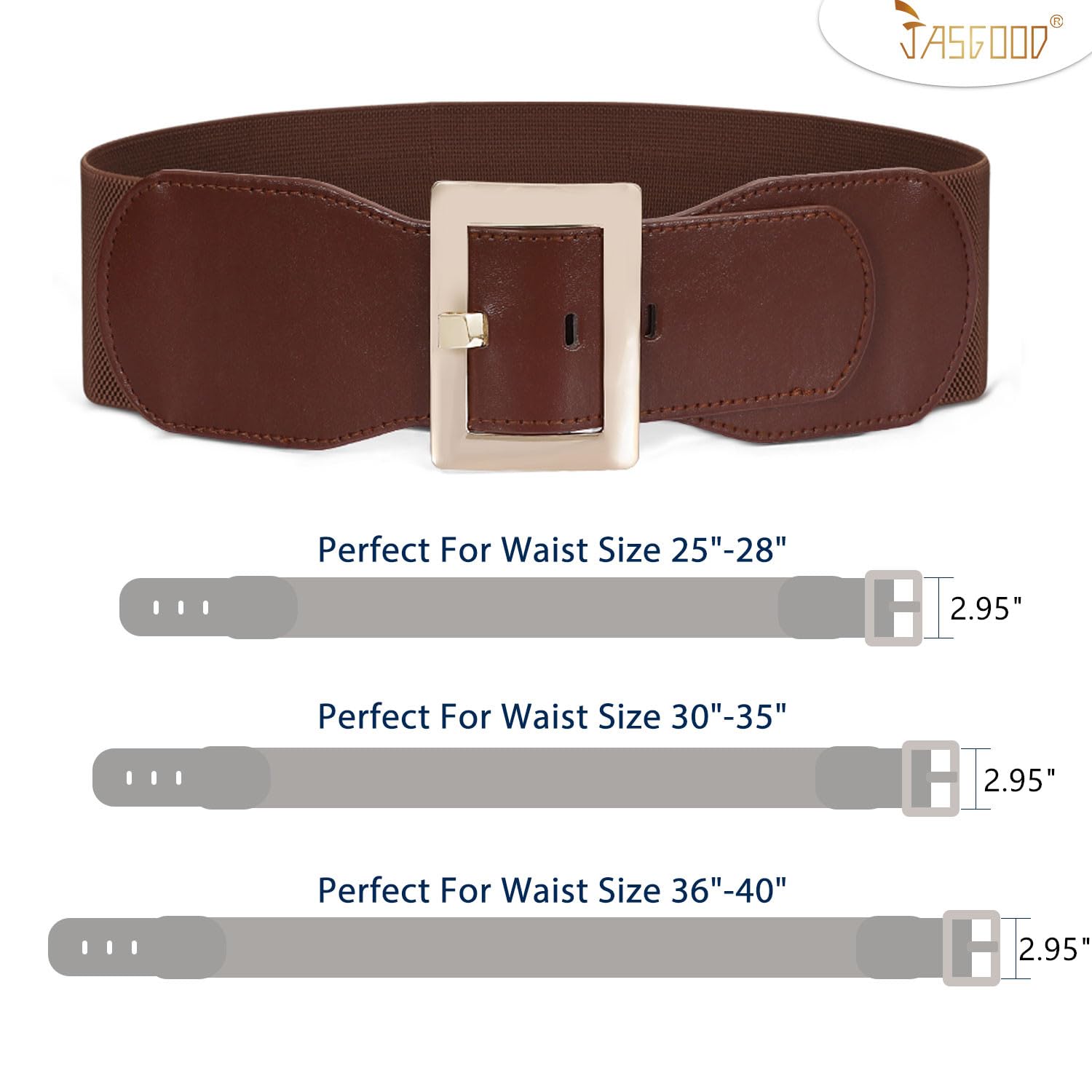 JASGOOD Women Dress Waist Belt Stretchy Elastic Vintage Belts for Dress with Metal Buckle