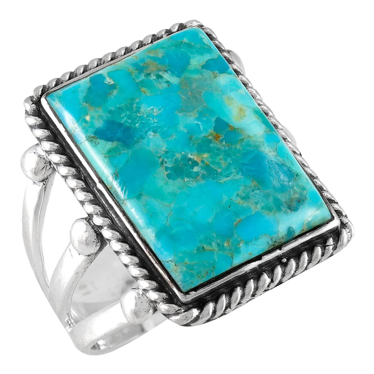 Turquoise Ring Sterling Silver 925 Genuine Gemstones Size 6 to 11 (Turquoise) (7)