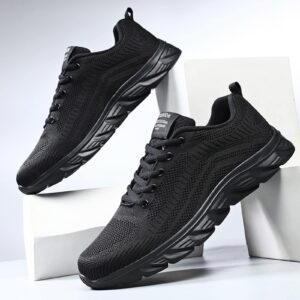 FAJIA Waterproof Hiking Boots Fashion Men Mesh Mountaineering Casual Sport Shoes Lace Up Solid Color Running (Black, 11)