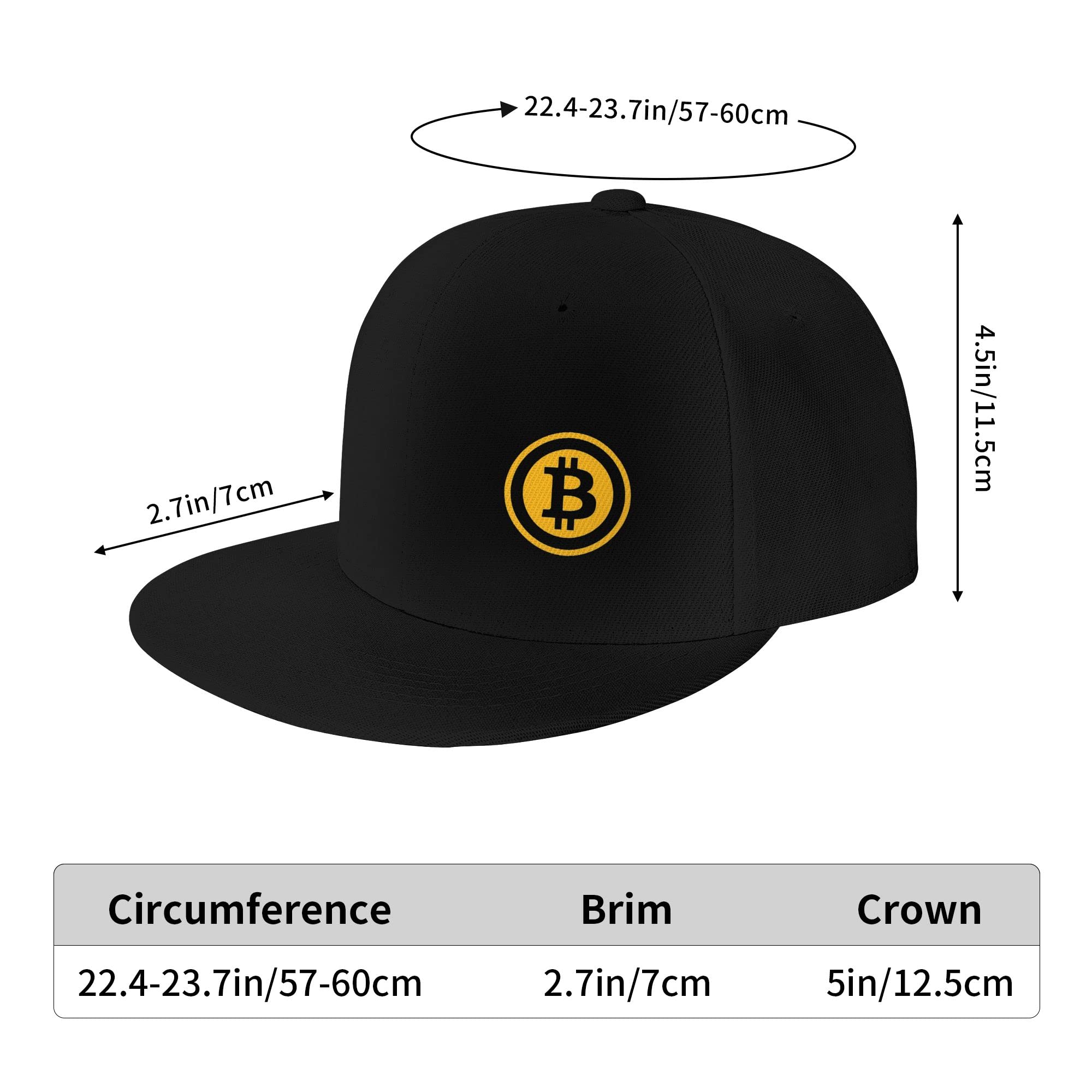 cozymoon Bitcoin Snapback Flat Baseball Cap Men's Adjustable Black Brim Trucker Dad Gift Husband Boyfriend Boyfriend