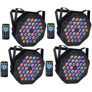 stage lights 36 rgb led dj par lights dmx & remote controlled sound activated with uplights for wedding birthday party club stage lighting-4 pack (rgb-4)