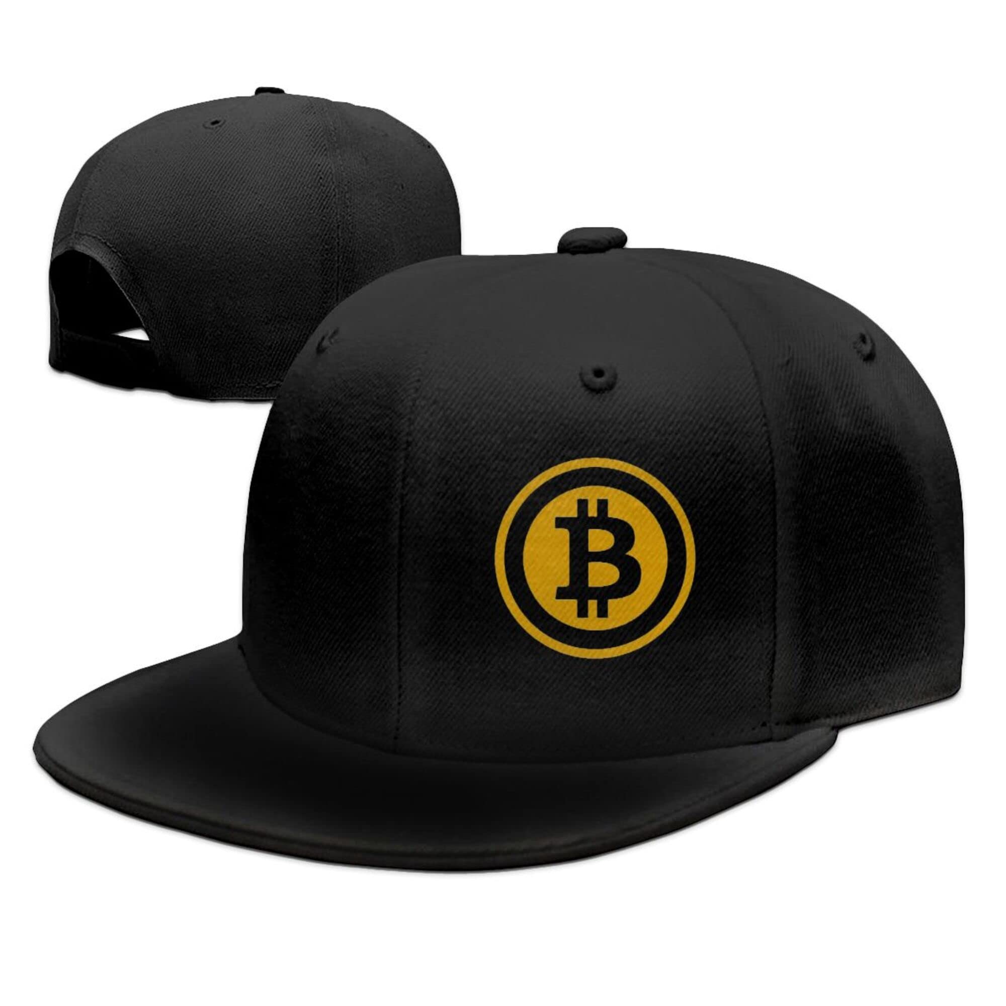 cozymoon Bitcoin Snapback Flat Baseball Cap Men's Adjustable Black Brim Trucker Dad Gift Husband Boyfriend Boyfriend