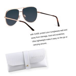 ANDWOOD Oversized Aviator Sunglasses for Women Big Large UV Protection Fashion Sun glasses UV Protection Black Mirrored Gold Shades