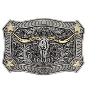 montana silversmiths unisex longhorn crest filigree attitude belt buckle silver one size