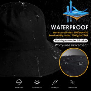 Womens Waterproof Bucket Sun Hat UPF 50+ Outdoor Beach Boonie Floppy Rain Hat for Men Fishing Hiking Safari Cap with Strings