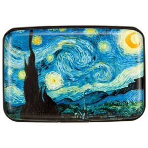 kaabao credit card holder for men, women's small rfid blocking wallet business metal slim mini aluminum hard case gift (vincent van gogh the starry night)