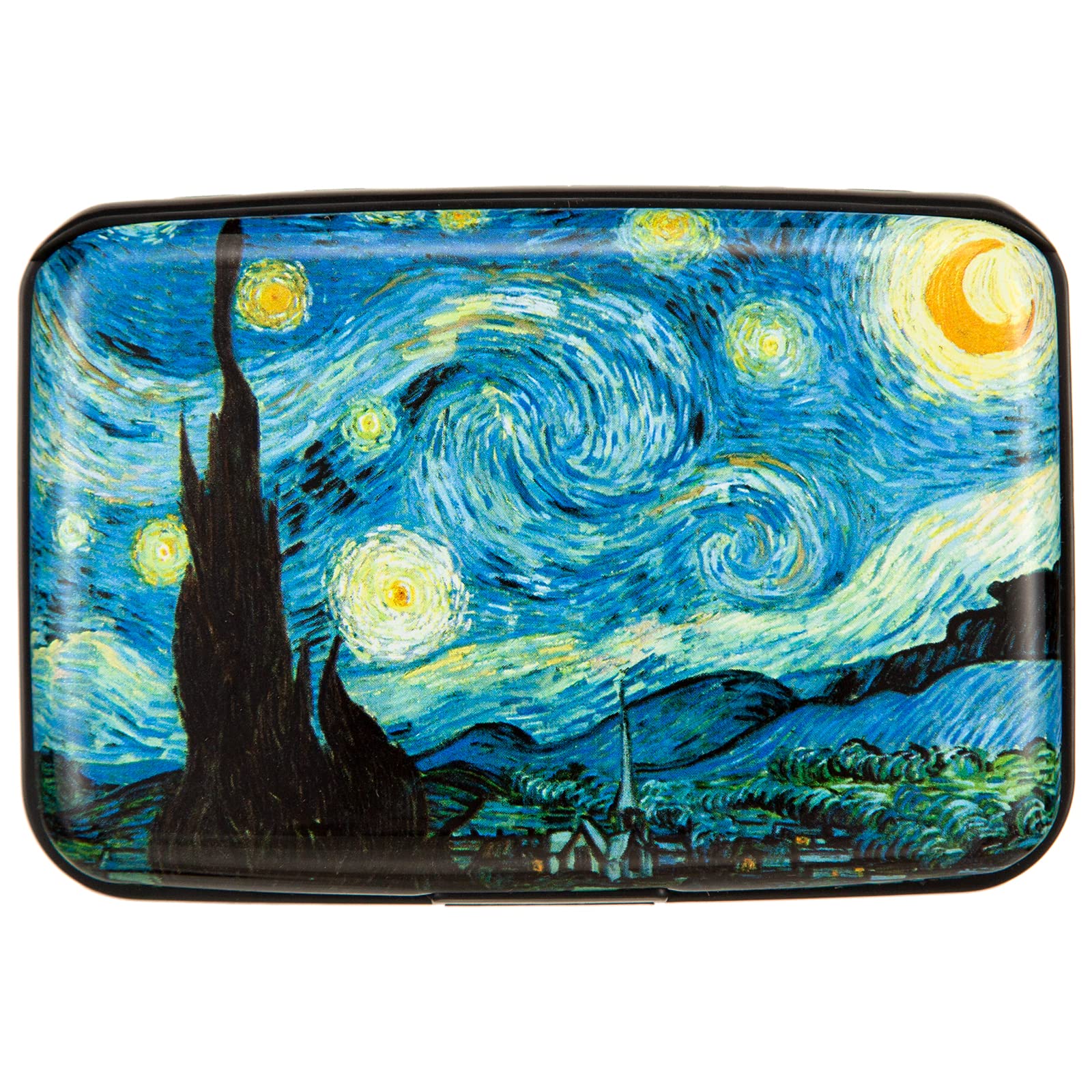 Kaabao Credit Card Holder for Men, Women's Small RFID Blocking Wallet Business Metal Slim Mini Aluminum Hard Case Gift (Vincent van Gogh The Starry Night)