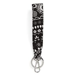 vera bradley women's cotton keychain, black bandana medallion - recycled cotton, one size