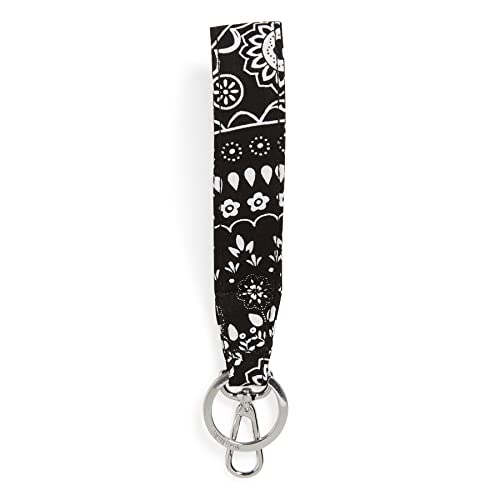 Vera Bradley Women's Cotton Keychain, Black Bandana Medallion - Recycled Cotton, One Size