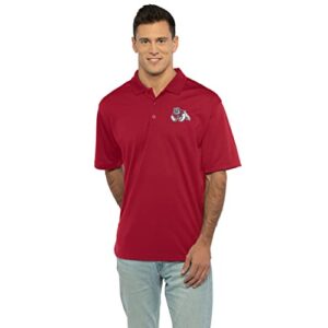 vantage men's collegiate premium moisture wicking team color icon polo, fresno state bulldogs, large