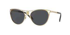 versace ve2237 100287 57mm gold/dark grey cateye sunglasses for women+ bundle with designer iwear eyewear kit