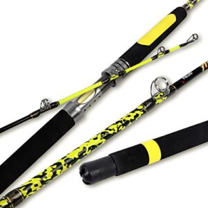 fiblink catfish fishing rod 1 piece/2 piece cat catfish rod portable travel heavy cat catfishing fishing pole 6'6"/7'6"/8'/10' (2 piece-7'6")