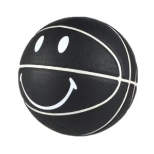 mindcollision 5/6/7 smile basketball, women's pu soft leather basketball, good dribbling and shooting feel, birthday gift, suitable for indoor and outdoor use. (8 colors),black,no.6