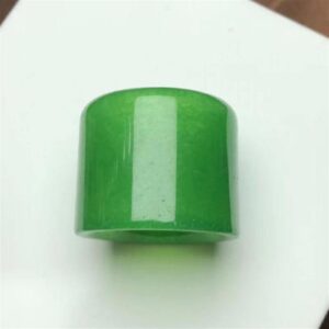 Oligage Natural Green Jade Thumb Rings Men Women Jewelry Real Emerald Jadeite Jades Stone Wide Thumbring (Gem Color : 22mm)