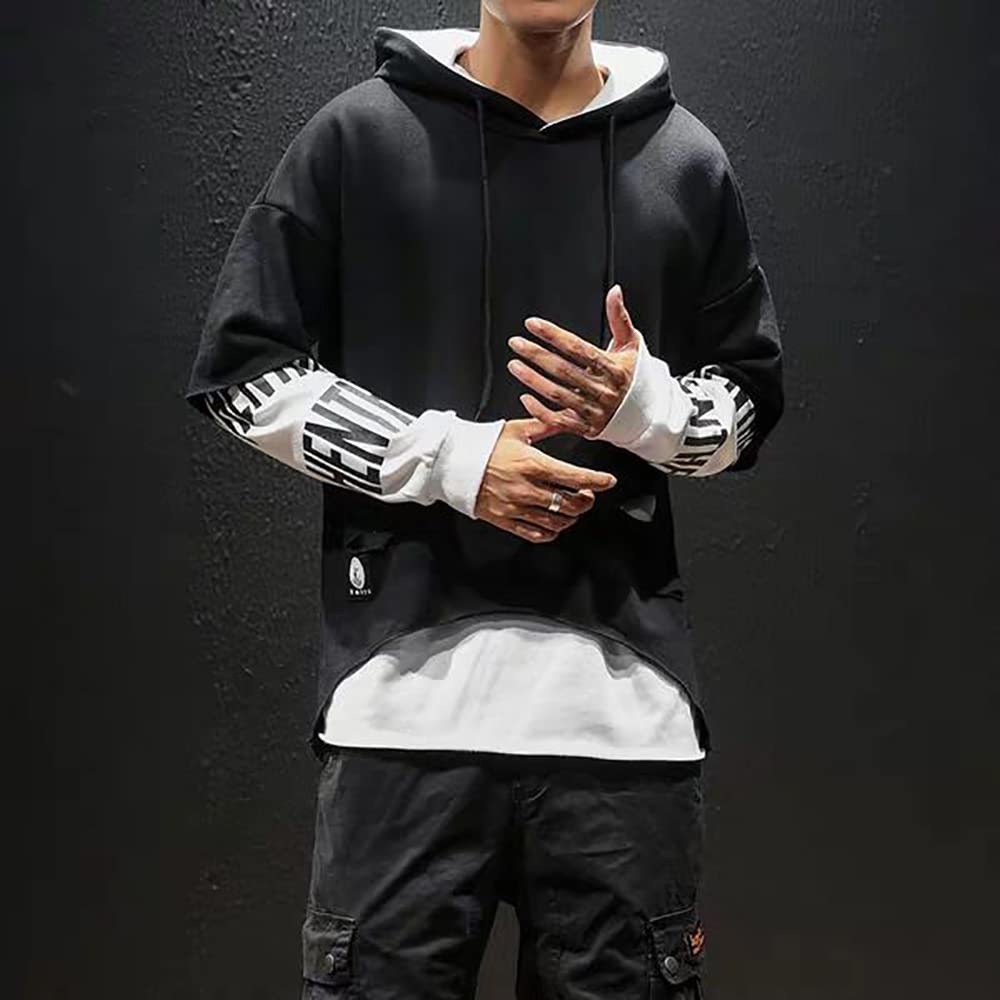 DUDHUH Mens Hoodie Fashion Pullover Letter Print Tracksuit Techwear Casual Coat Hip-Hop Sweatshirt