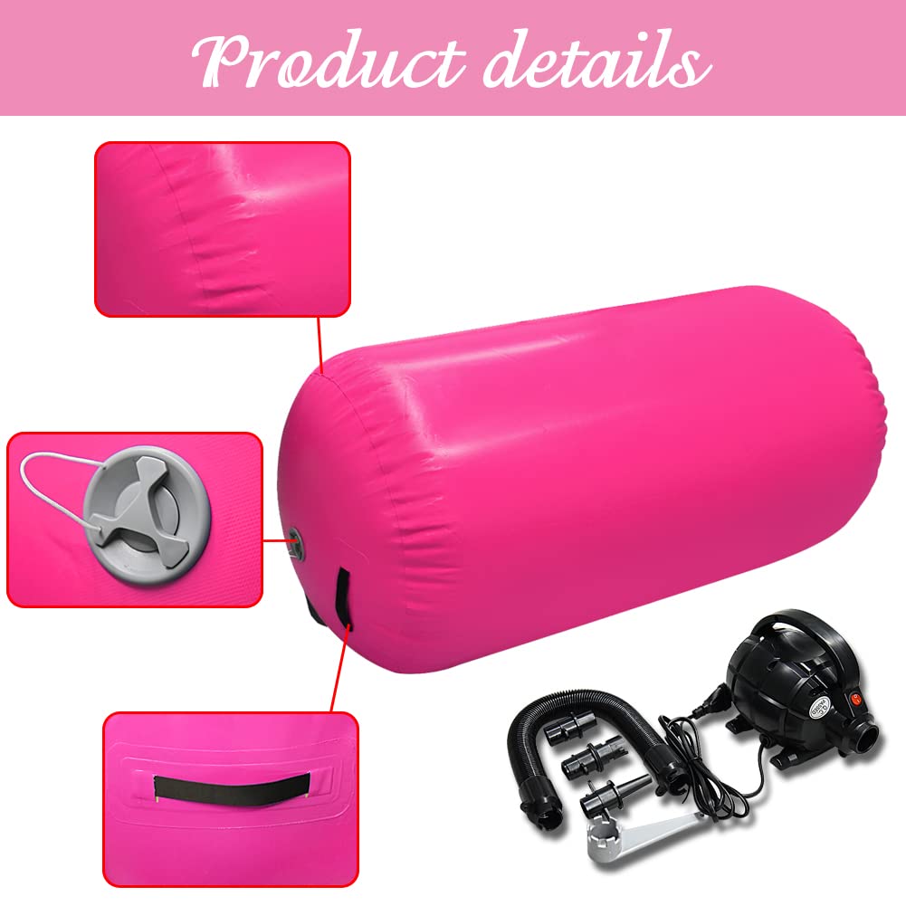 GBVUGY Gymnastics Air Barrel Roller,Inflatable Tumbling Mat Backbend Trainer with Electric Pump, Back Handspring Track Tumbler for Yoga Cheerleading Home & Water Use