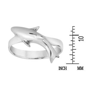 AeraVida Sleek Fearless Shark .925 Sterling Silver Band Ring | Cute Wedding Rings For Women | Casual Comfort Fit Silver Rings for Women | Ring Size (6-10) (7)