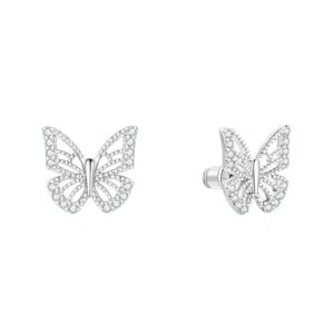 lulii butterfly earrings silver butterfly stud earrings sterling silver plated cz earrings for women