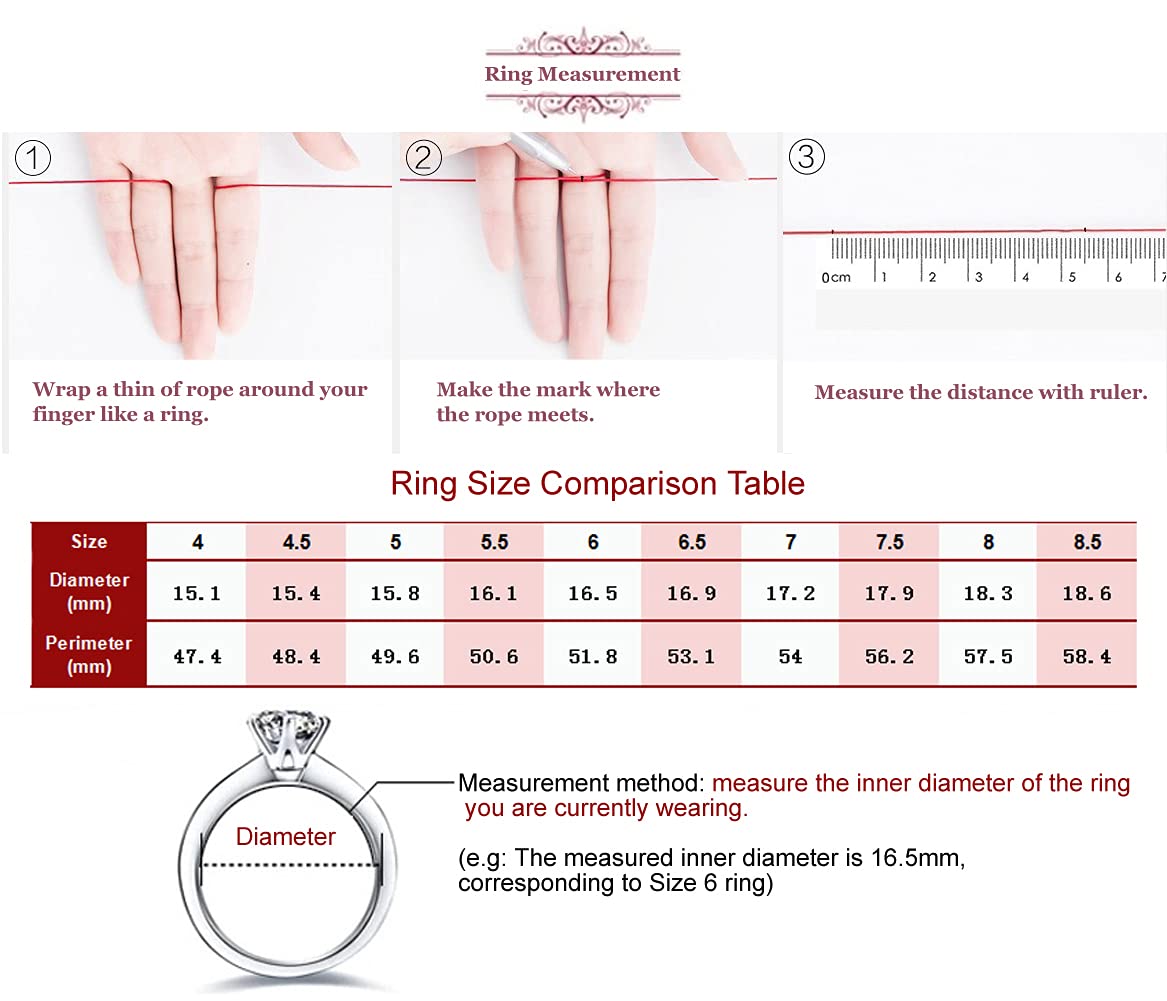 SecreTalk 2.2ct Moissanite Engagement Promise Ring for Women - Diamond Wedding Band 925 Sterling Silver D Color VVS with Certificate of Authenticity (6)