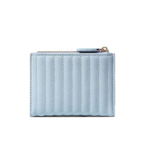 MEISEE Small Wallet for Girls Women Tri-folded Wallet Cash Pocket Card Holder Coin Purse with ID Window elegant youthful and cute- -flowers-blue