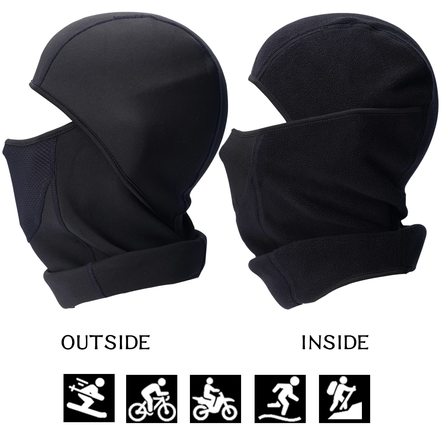 QXQIANXIYE Balaclava Ski Mask Thermal Elastic Breathable Winter Face Mask for Cold Weather Perfect for Skiing Snowboarding Motorcycling Ice Fishing Men Black